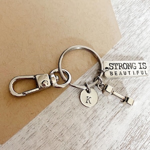 Strong is Beautiful Keychain. Fitness Keychain. Dumbbell Keychain ...
