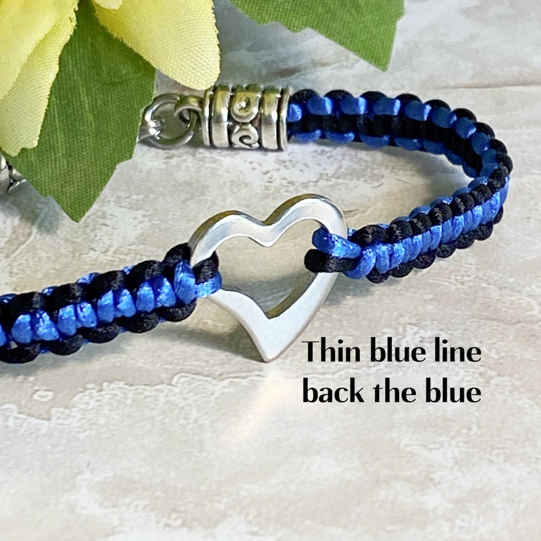 Thin Blue Line Bracelet, Back the Blue Heart Bracelet, Police Support ...