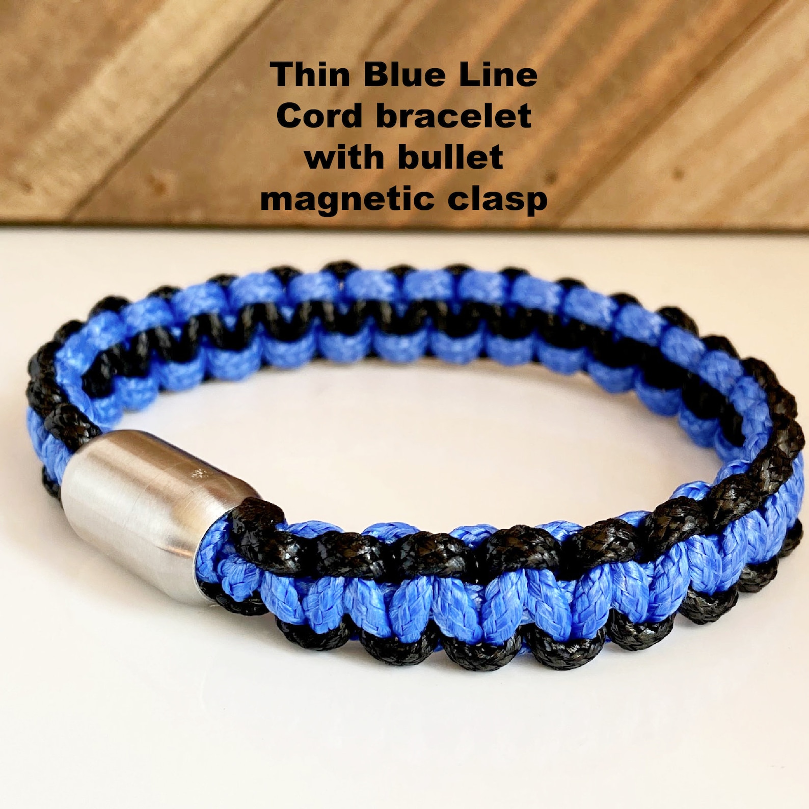 Thin Blue Line Bracelet, Braided Cord, Magnetic Clasp - Etsy