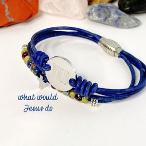 WWJD Leather Cross Bracelet, Confirmation Gift, Leather Bracelet, Cross ...