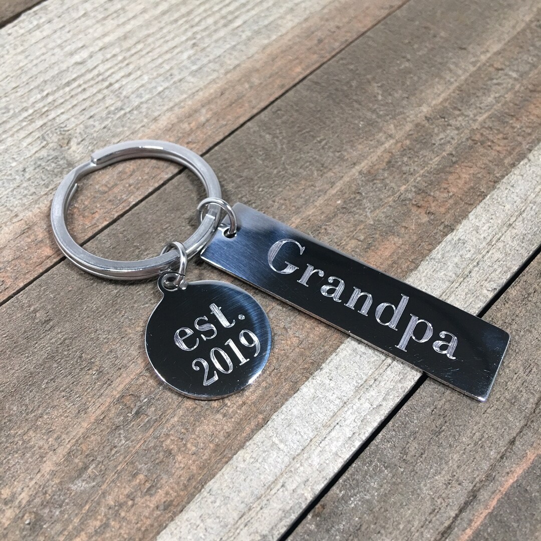 New Grandpa Keychain New Grandfather Surprise Announcement - Etsy