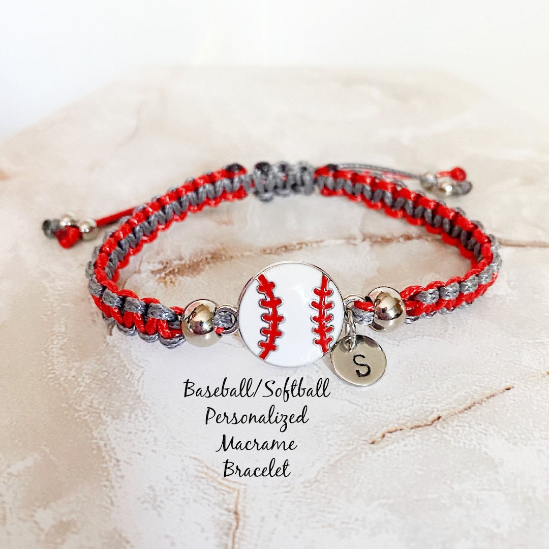 Baseball Bracelet, Softball Bracelet, Waxed Cord Bracelet, Sport ...
