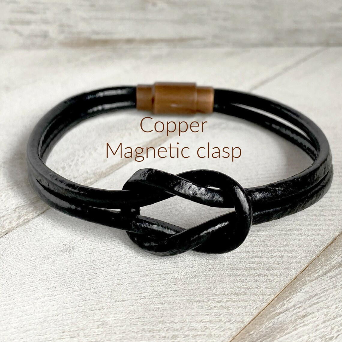 Leather Infinity Knot Bracelet With Copper Magnetic Clasp - Etsy