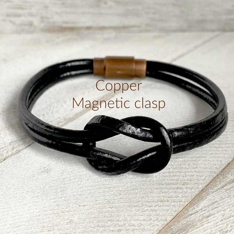 Leather Infinity Knot Bracelet With Copper Magnetic Clasp - Etsy
