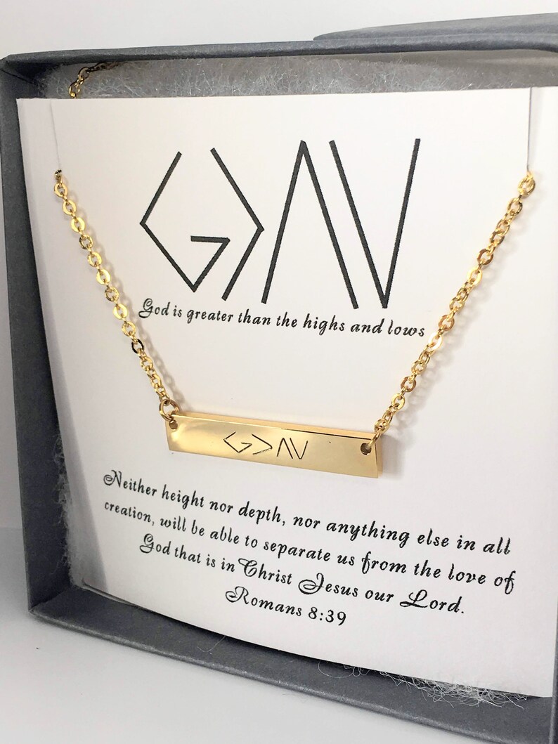 God is Greater Than the Highs and Lows Bar Necklace Scripture | Etsy God is Greater Than the Highs and Lows Bar Necklace Scripture | Etsy