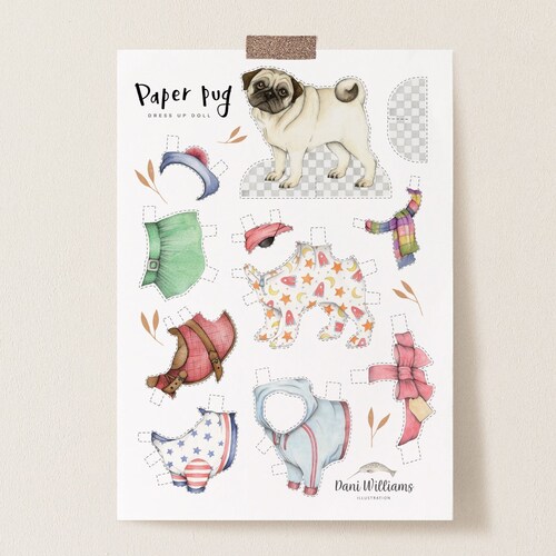 Pug Dog Paper Doll - Etsy