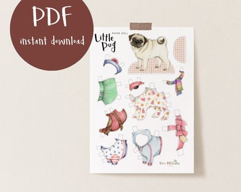 Dog Paper Doll INSTANT DOWNLOAD, Printable Puppy Dog Coloring Page, Dog ...