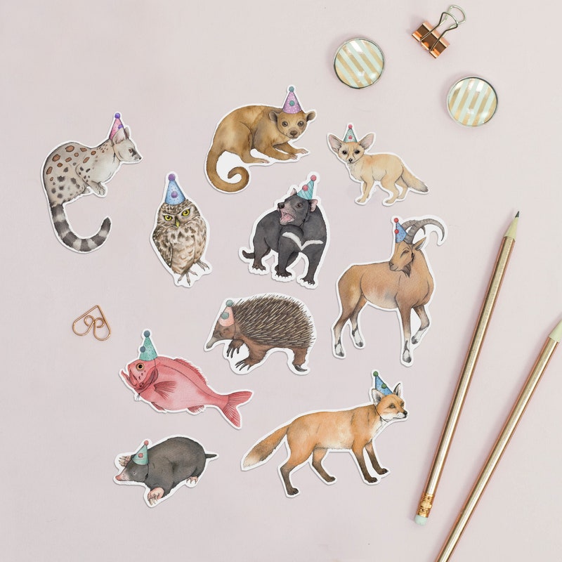 Animal Party Stickers - Etsy
