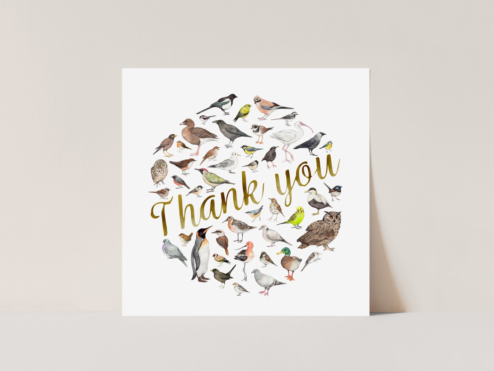 Bird Thank You Card - Etsy