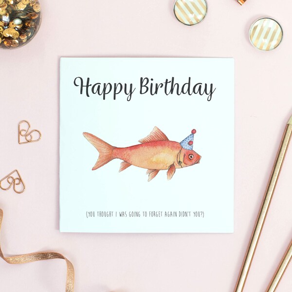 Goldfish Birthday Card - Etsy UK