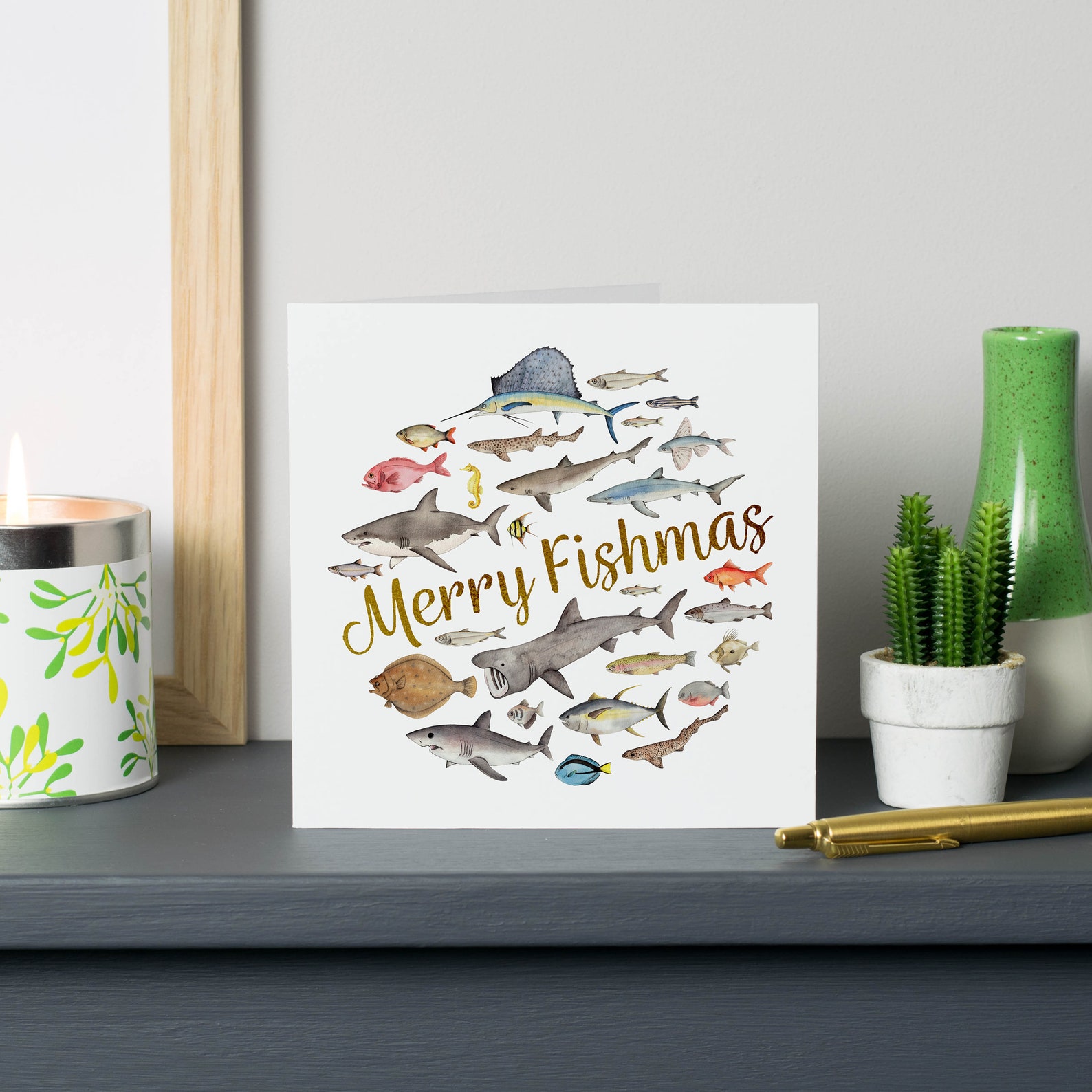 Merry Fishmas Fish Christmas Card - Etsy UK