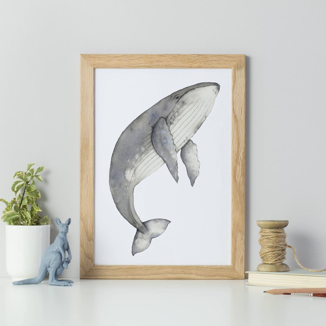 Watercolour whale prints set of two humpback whales | Etsy