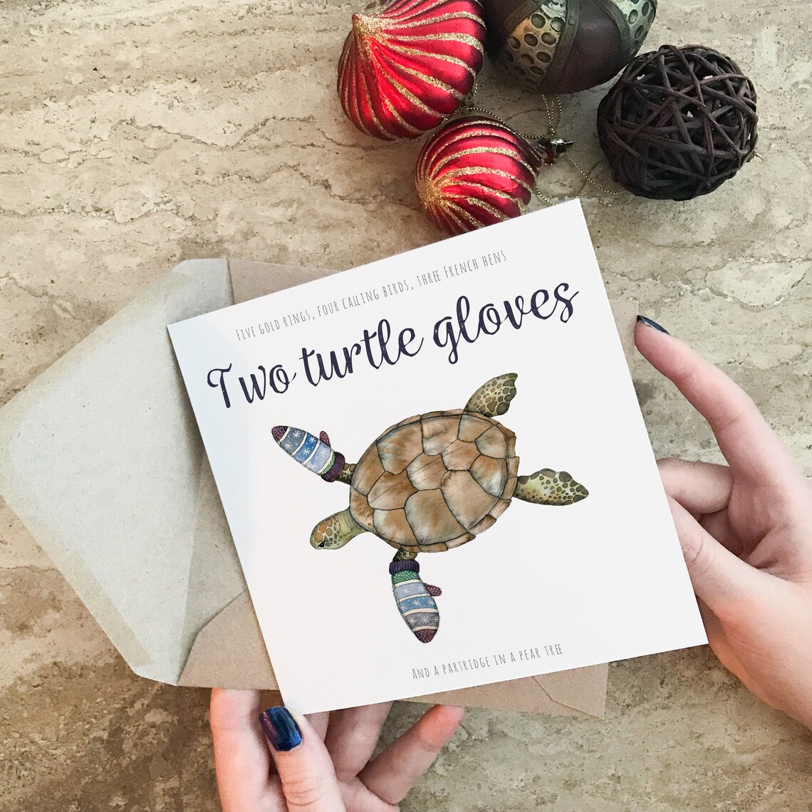 Turtle Christmas Card 12 Days of Christmas | Etsy