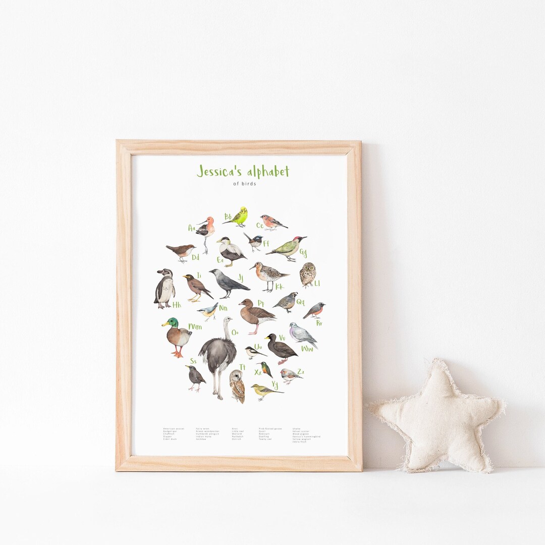 Bird Alphabet Print - Personalised A to Z - Etsy