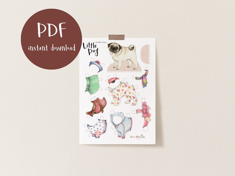Pug Dog Paper Doll Instant Download - Etsy
