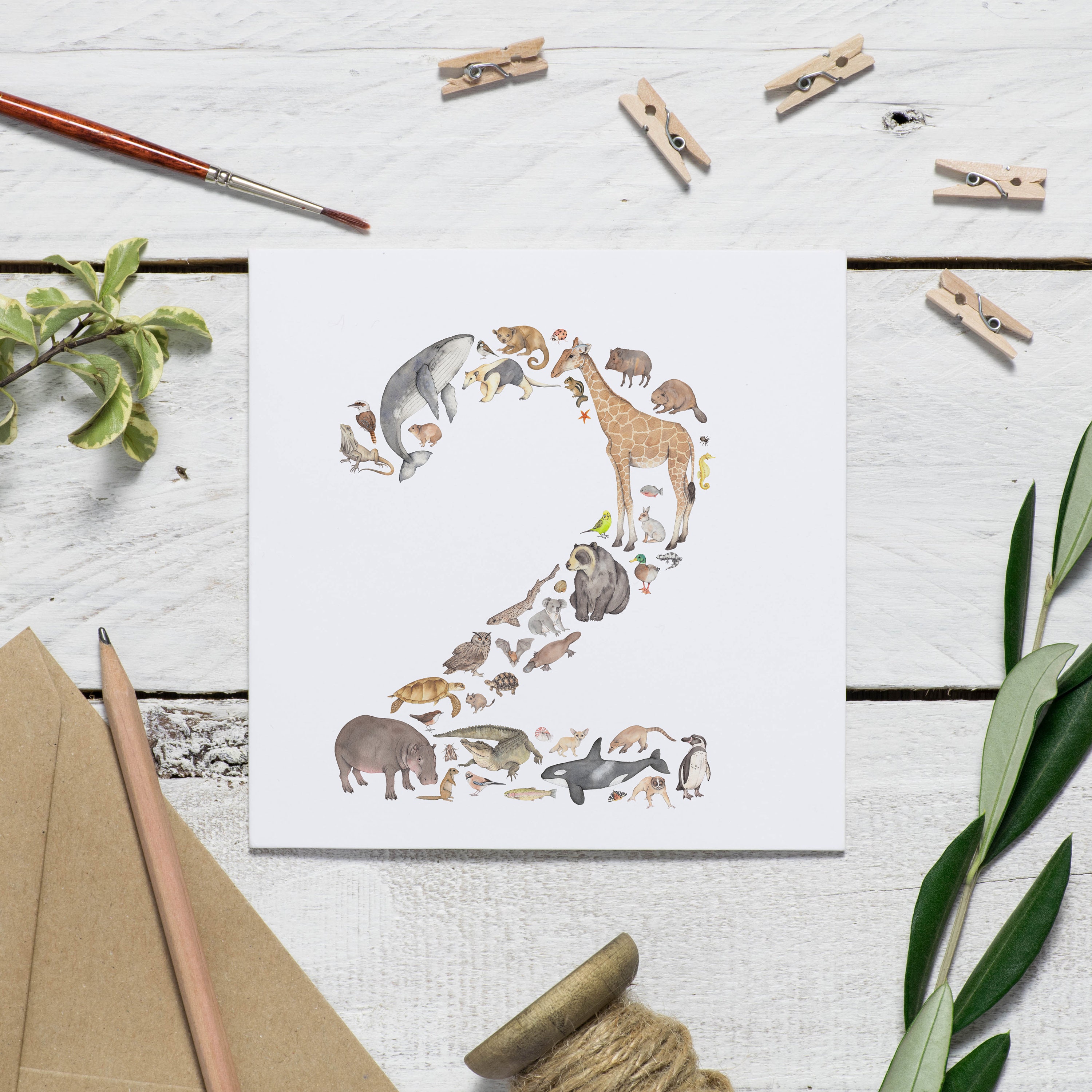 Age Birthday Card Number Card With Animals | Etsy