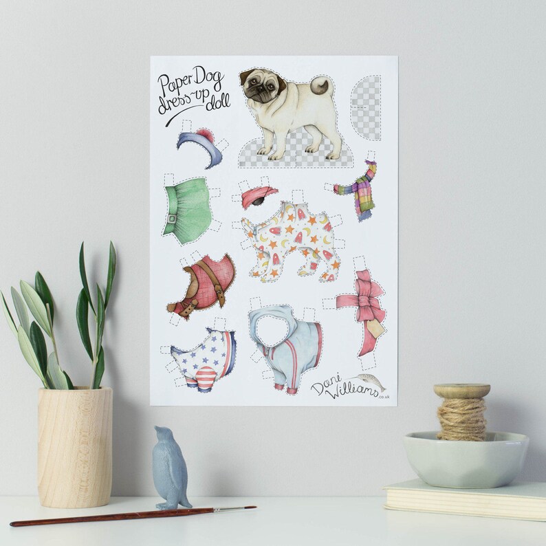 Pug Dog Paper Doll - Etsy UK