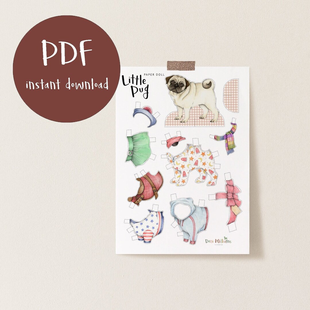 Pug Dog Paper Doll Instant Download - Etsy
