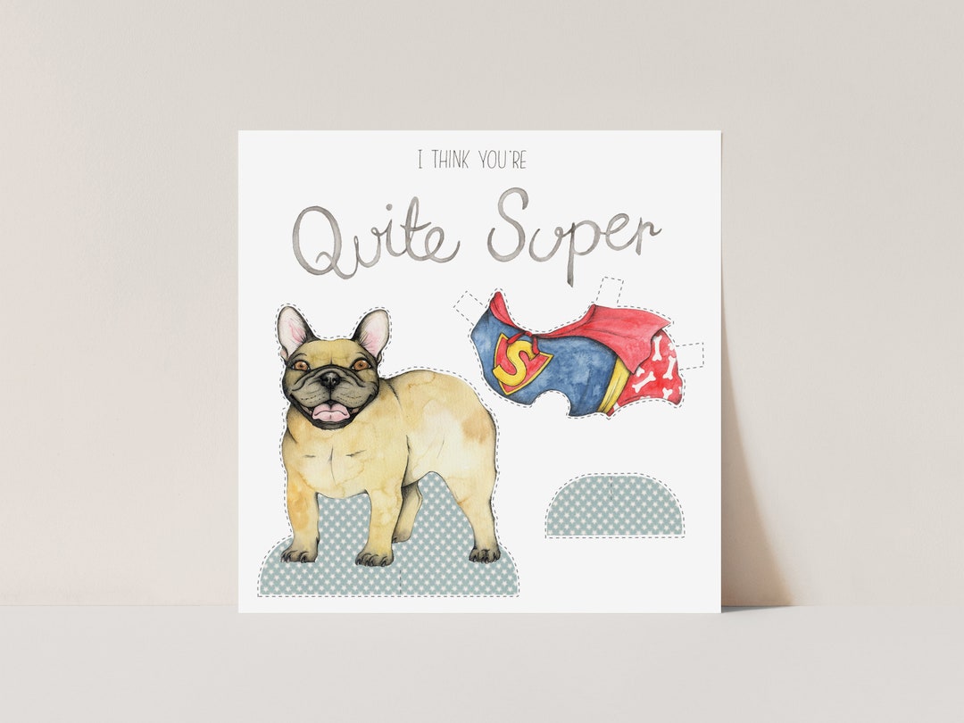 French Bulldog Paper Doll Card - Etsy