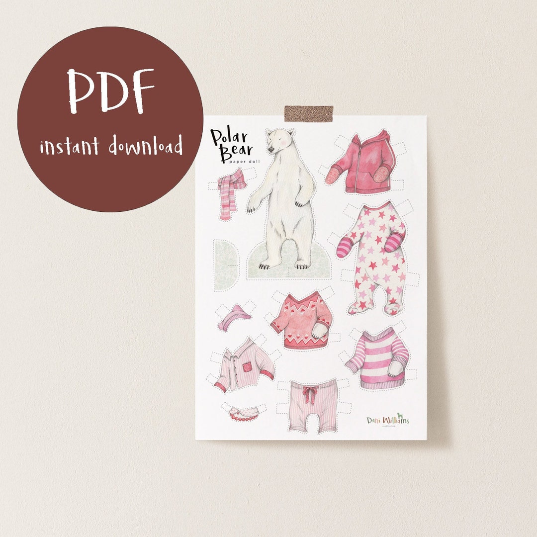 Polar Bear Paper Doll PDF Instant Download - Etsy