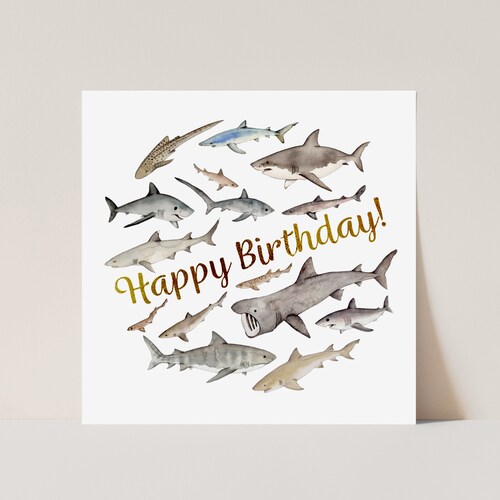 Shark Birthday Card - Etsy
