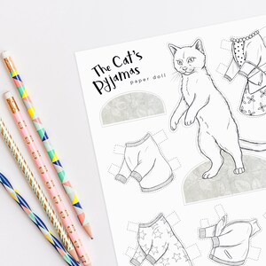 Cat Paper Doll Cut Out Instant Download - Etsy
