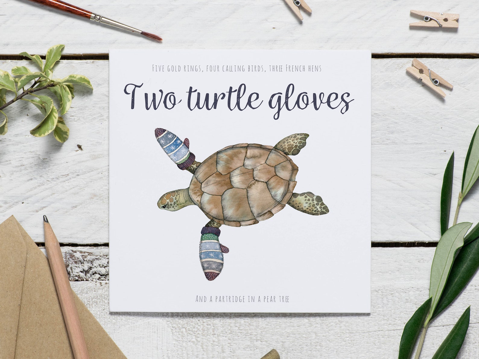 Turtle Christmas Card 12 Days of Christmas - Etsy