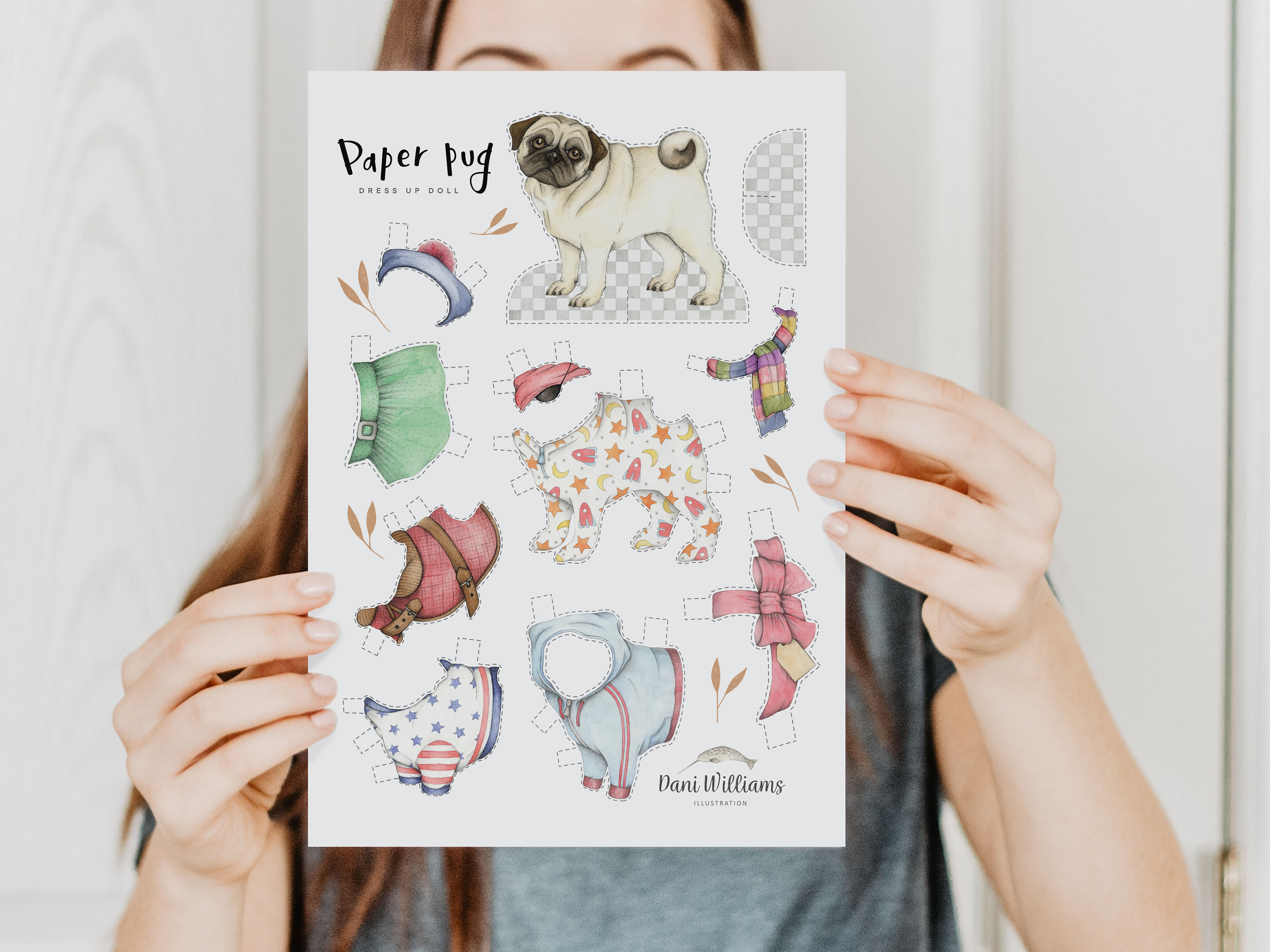 Pug Dog Paper Doll - Etsy