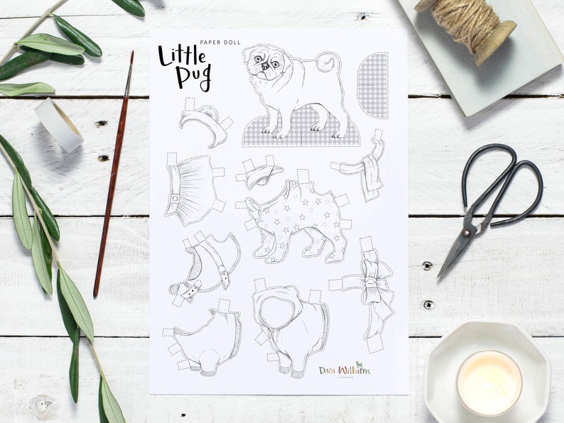 Pug Dog Paper Doll Instant Download - Etsy