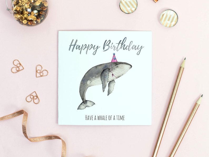 Whale Birthday Card - Etsy