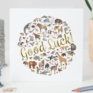 Good Luck Card With Animal Illustrations - Etsy