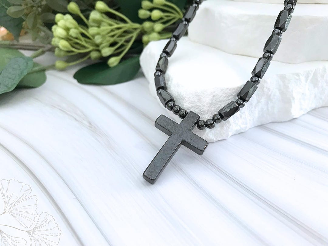 Pain Relieving Therapy Necklace | Faceted Magnetic Hematite + Hematite ...