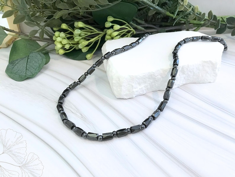 Pain Relieving Therapy Necklace | Faceted Magnetic Hematite | Choker ...
