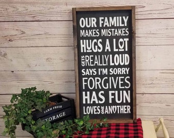 Family Sign With Saying, Family Wood Sign, Our Family Quote, Family ...