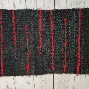 Black and Red Denim Twined Rag Rug - Etsy