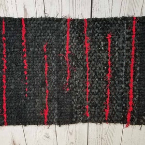 Black and Red Denim Twined Rag Rug - Etsy