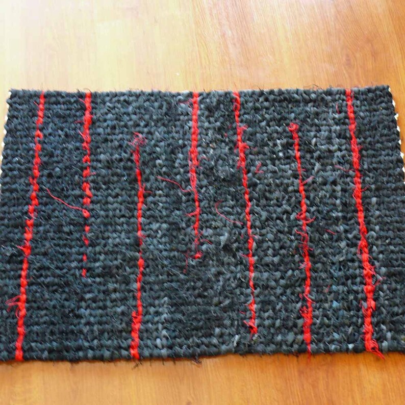 Black and Red Denim Twined Rag Rug - Etsy