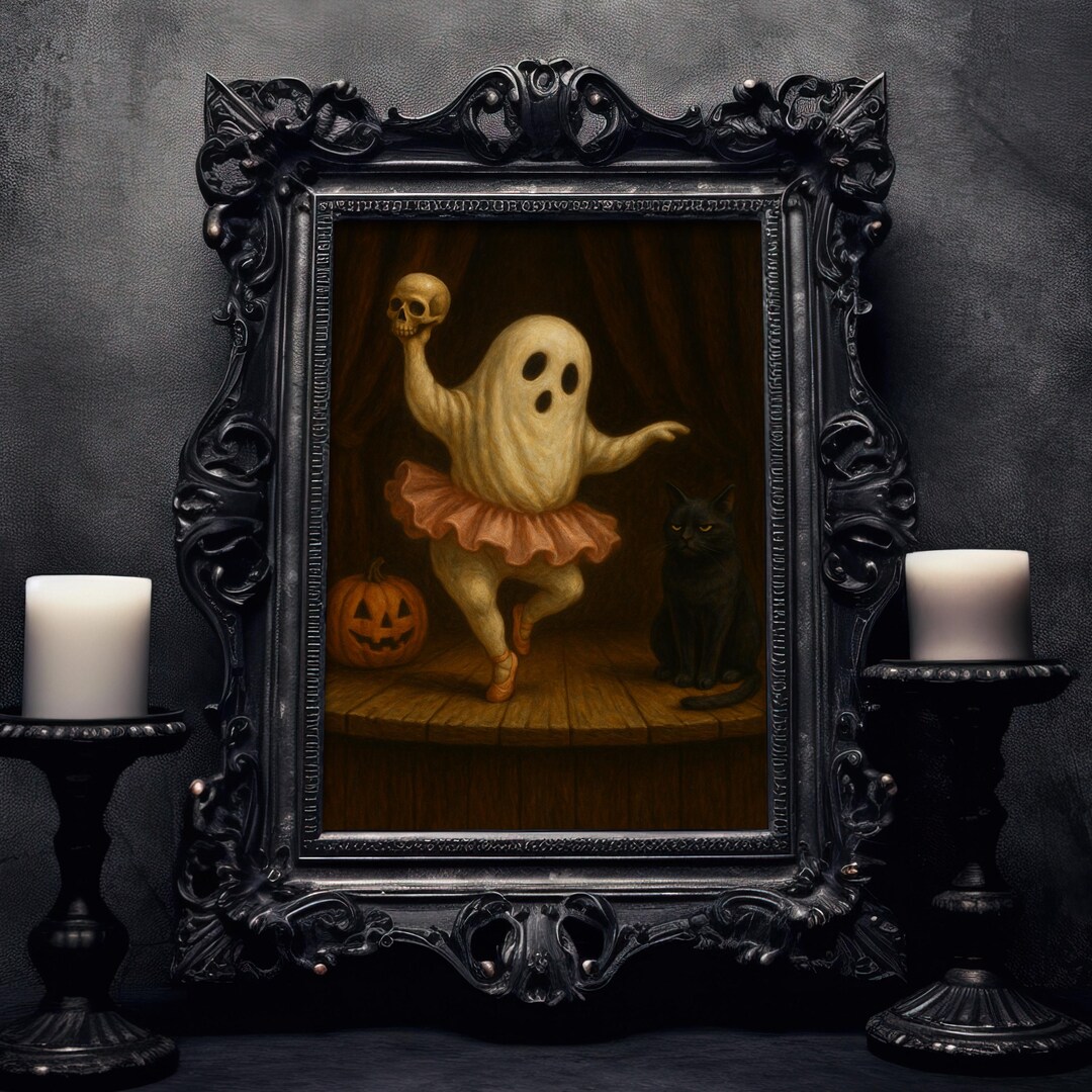 Ghost Ballerina Halloween Wall Art, Spooky Cute Printable Poster ...