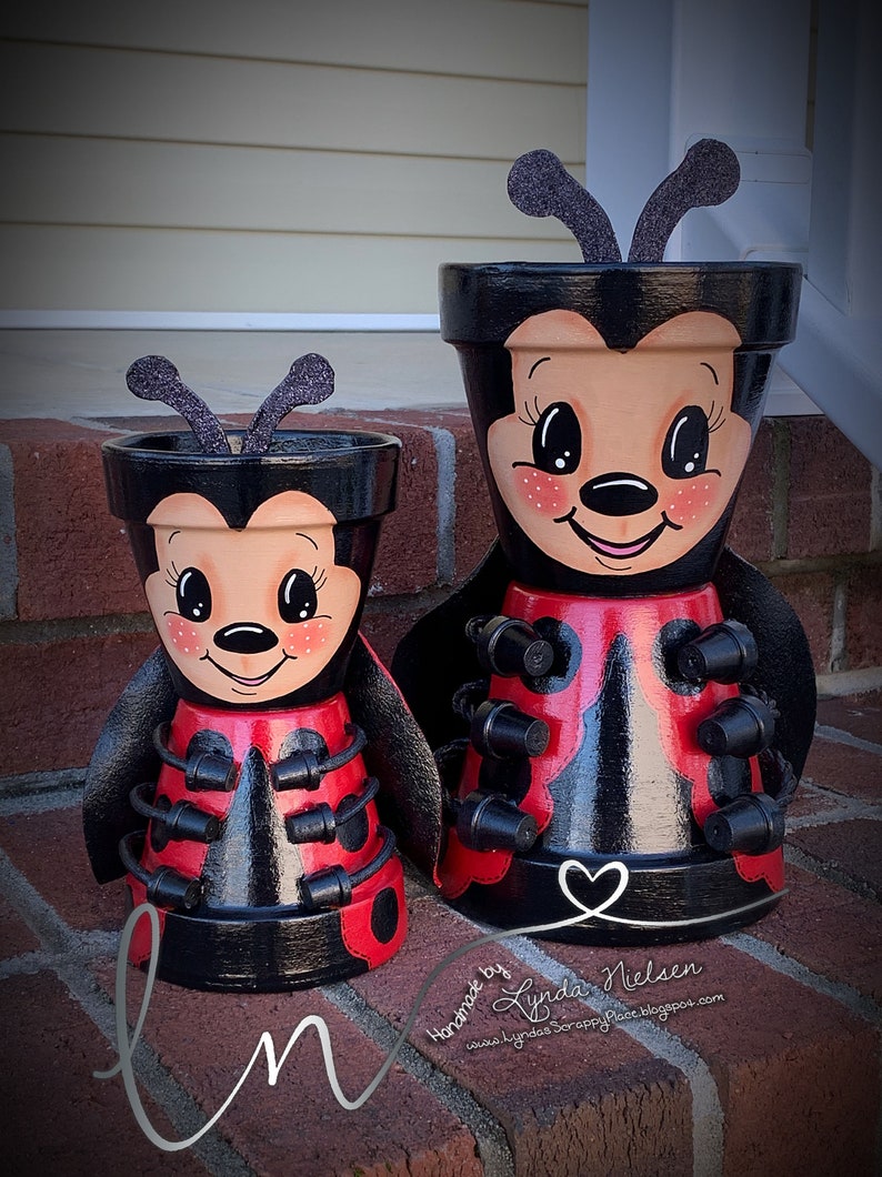 Clay Pot LADYBUG, Handmade Terra Cotta Clay Pot People, Pot Heads - Etsy