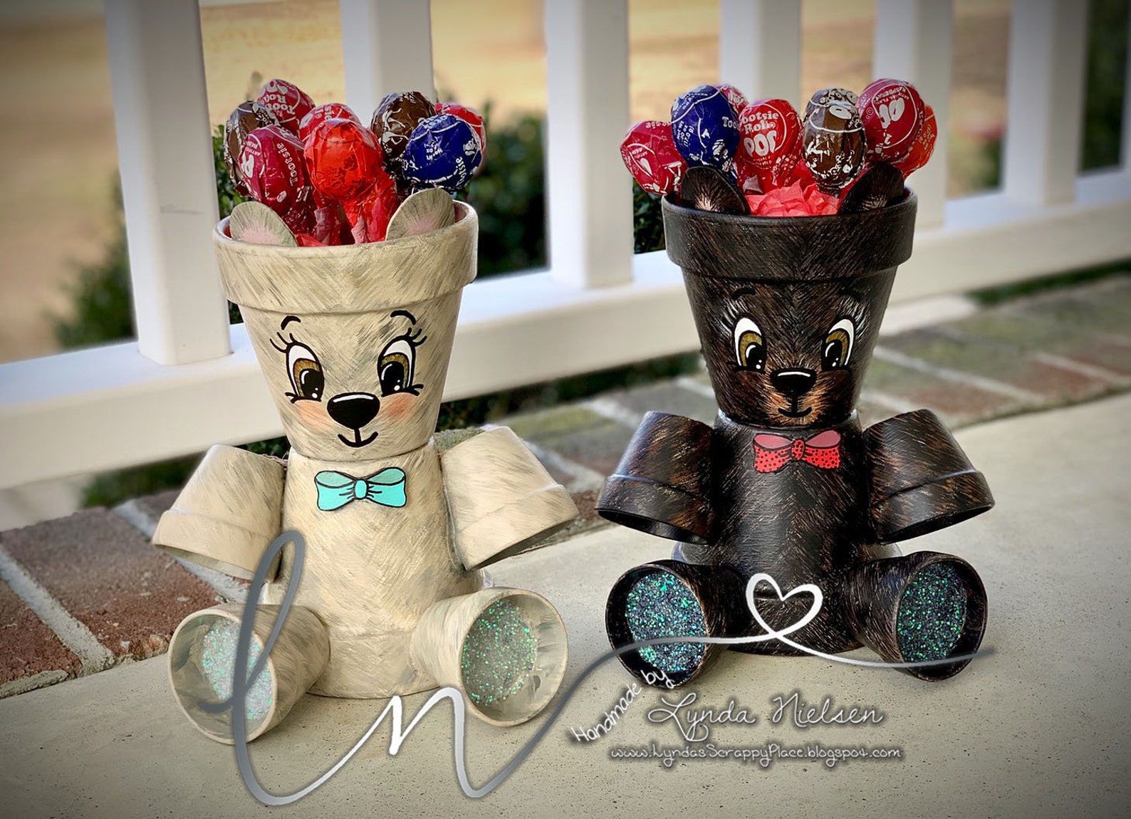 Painted Clay Pot TEDDY BEAR, Clay Pot People, Pot Heads, Baby Shower ...