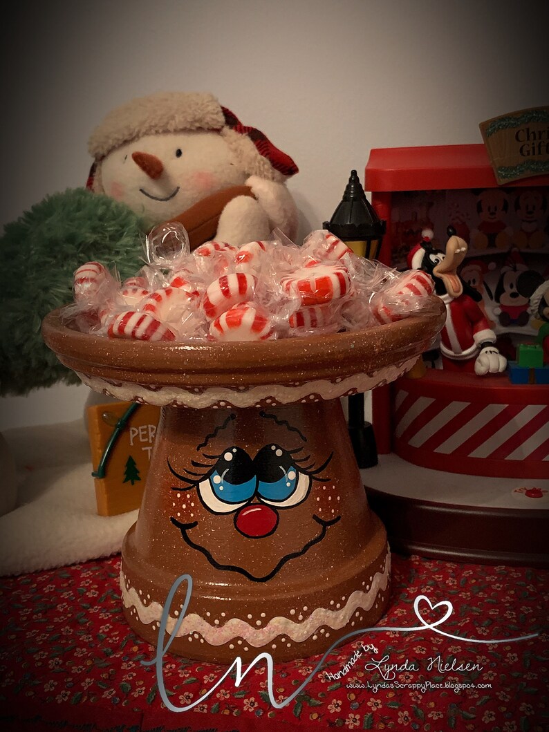 Clay Pot People GINGERBREAD MAN, SNOWMAN, Terra Cotta Candle Holder ...