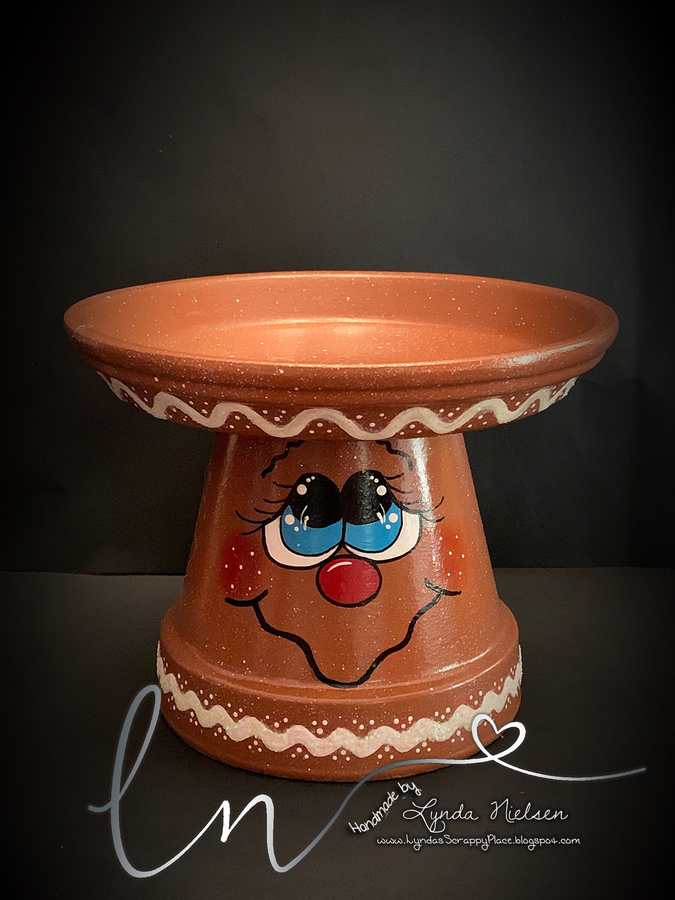Clay Pot People GINGERBREAD MAN, SNOWMAN, Terra Cotta Candle Holder ...