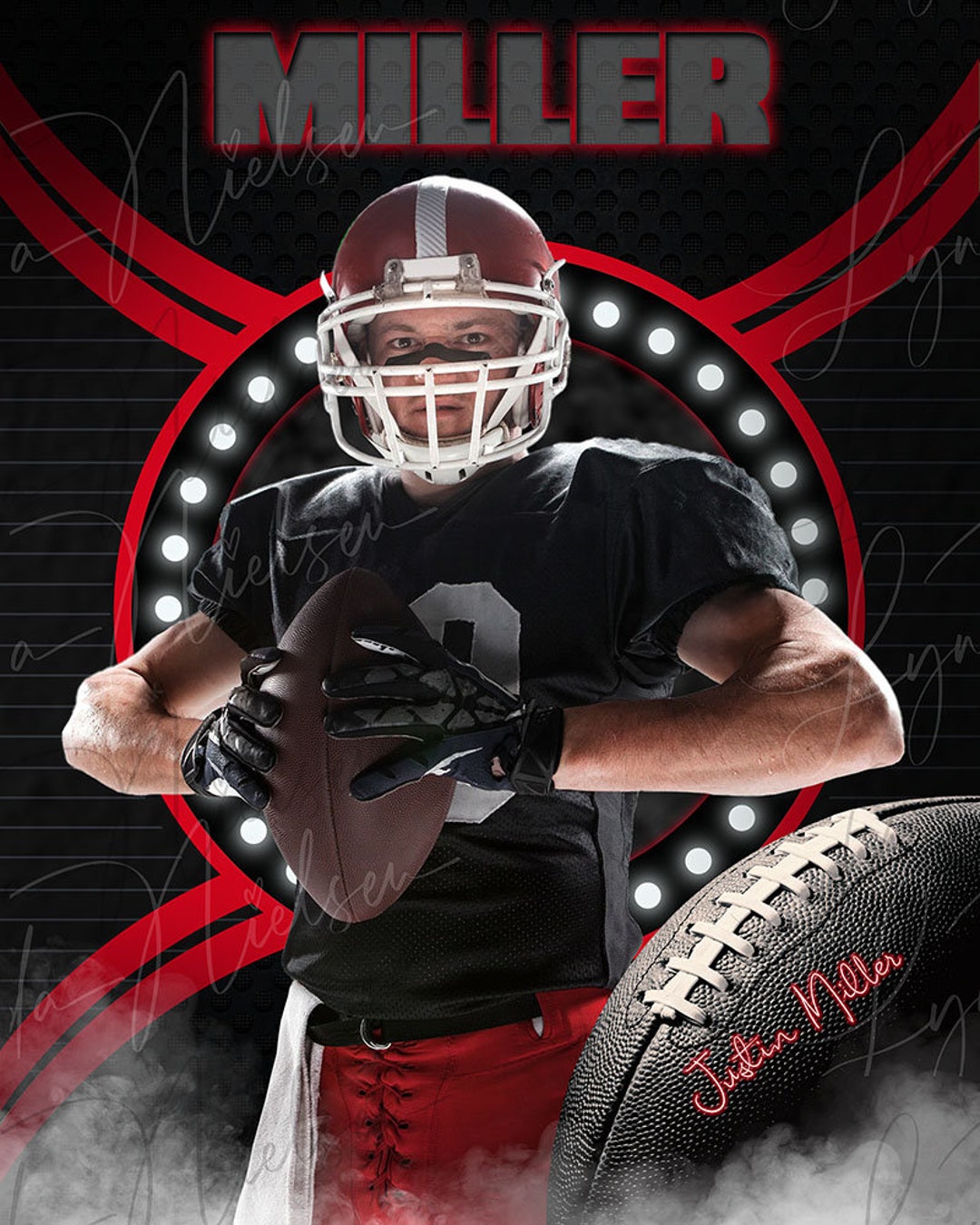 Football Perforated Circular Lights Sports Background, Digital Sports ...