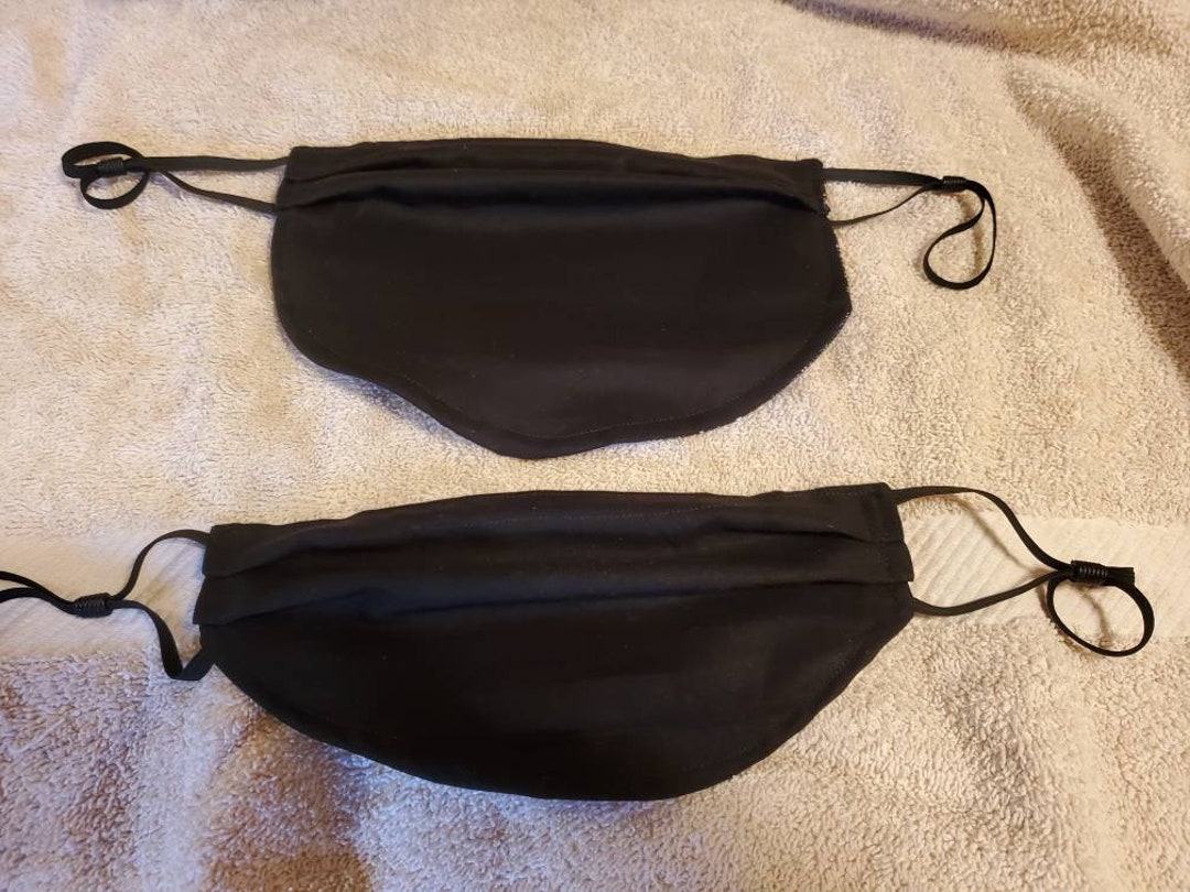 Solid Black Hand Made Open Bottom Face Mask, Loose Fitting Bottom ...