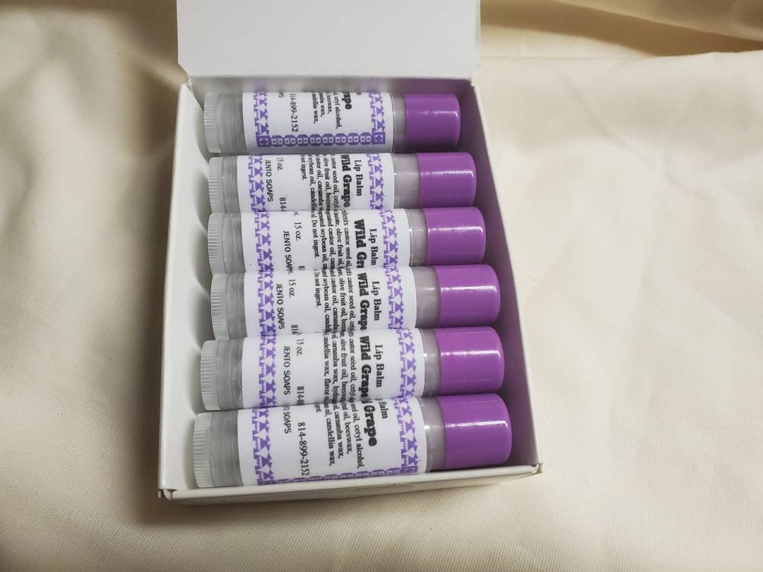 Grape Lip Balm 12 Pack, 12 Pack Lip Balm in Display Box, Homemade Lip ...