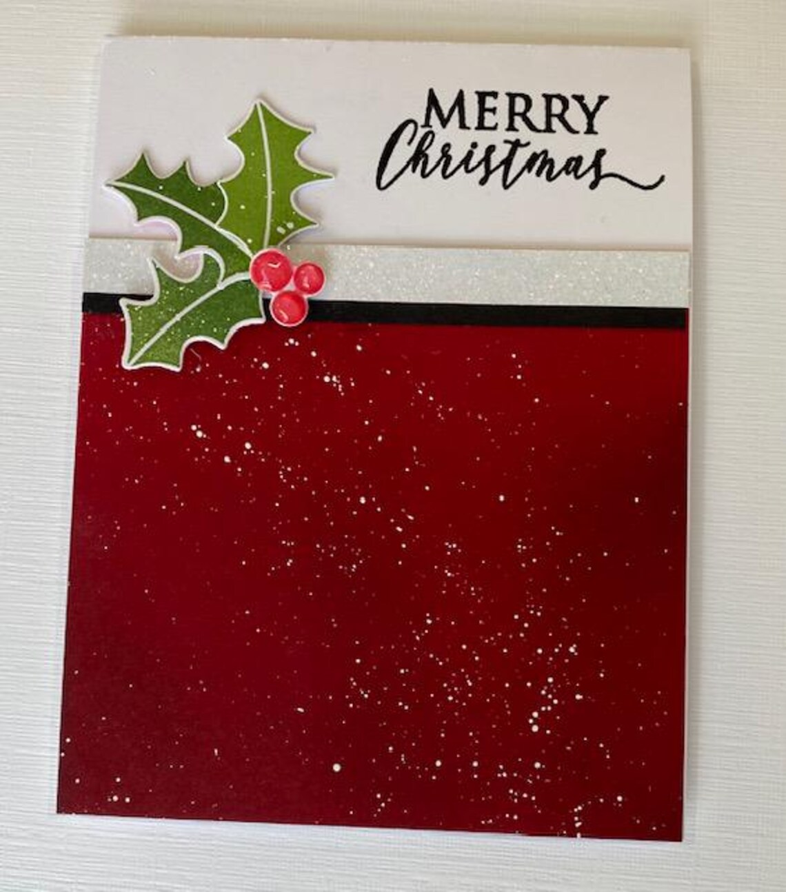 Christmas Card, Holly Berry Christmas Card, Handmade, Hand-stamped ...