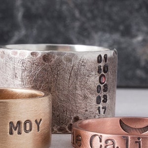 Custom Silver Tube Ring 14mm Band Statement Ring With - Etsy