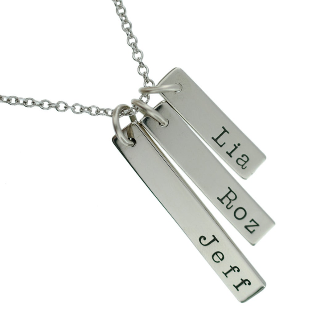 Solid Gold ID Tag Necklace Personalized 14K Family Name Charm Pendant ...