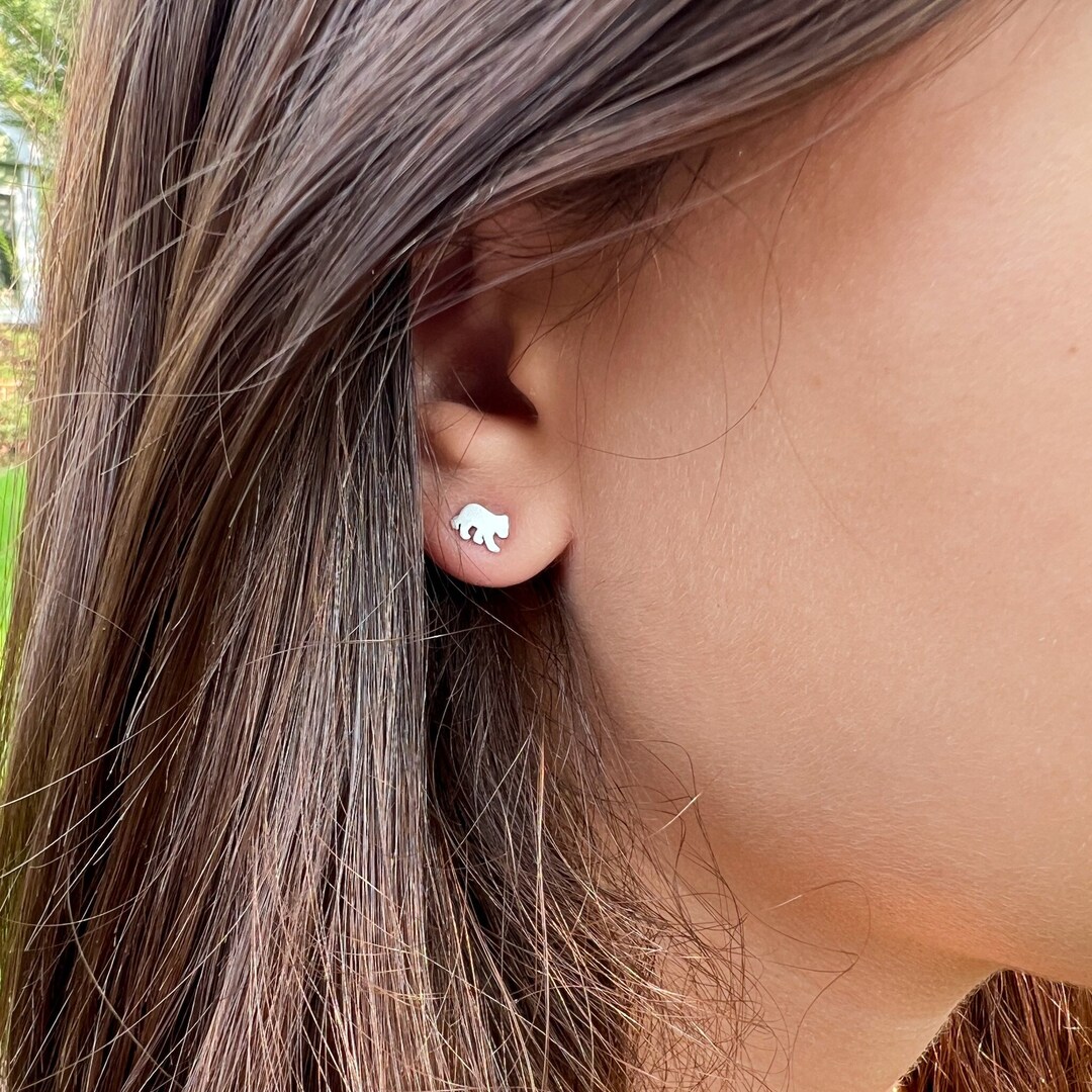 Bear Stud Earrings, Walking Bear Cub Studs, Grizzly Bear Earrings ...