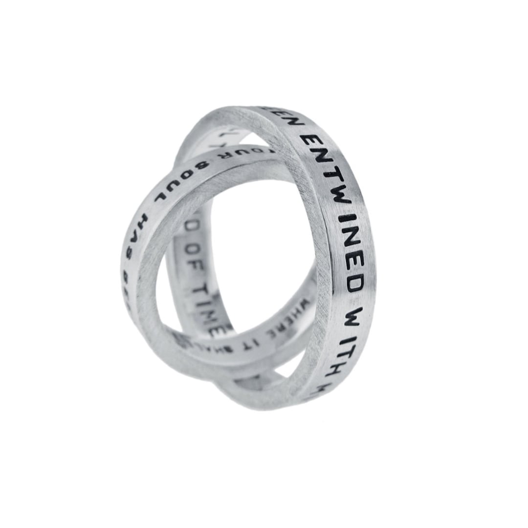 Sterling Silver Wedding Band Set, Double Sided Personalized Rings ...